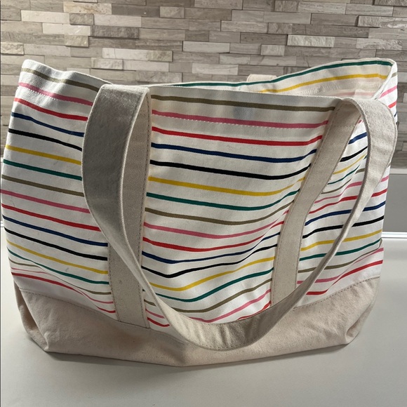 J. Crew | Bags | J Crew Striped Canvas Tote Bag | Poshmark